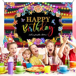 Mexican Birthday Party Decorations-Fiesta Theme Happy Birthday Backdrop Cinco De Mayo Vinyl Background Banner Mexican Party Supplies