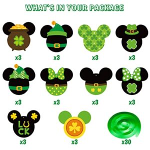 Eartim 30Pcs St.Patrick's Day Mouse Inspired Hanging Swirls Decorations, Green Shamrock Clover Ceiling Foil Swirl Whirl for Irish St Patrick Party Lucky Day Decoration Favor Supplies Home Office Decor