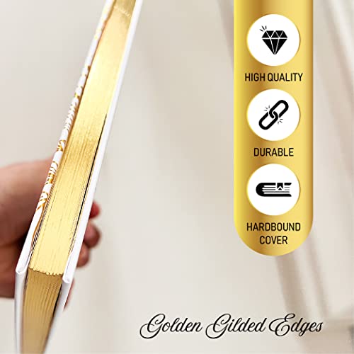 B&F Guest Book for Wedding, Guest Book Wedding Reception with Gold Diamond Crystal Pen with Holder, 9" x 6" White Polaroid Guest Book with 60 Sheets (120 Pages)