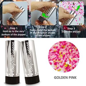 8 PCS Push Pop Confetti Poppers Cannons for Wedding Birthday Graduation Baby Shower Anniversary Christmas New Year's Kids Fun Party Supplies Decorations and Favors (Pink + Gold)