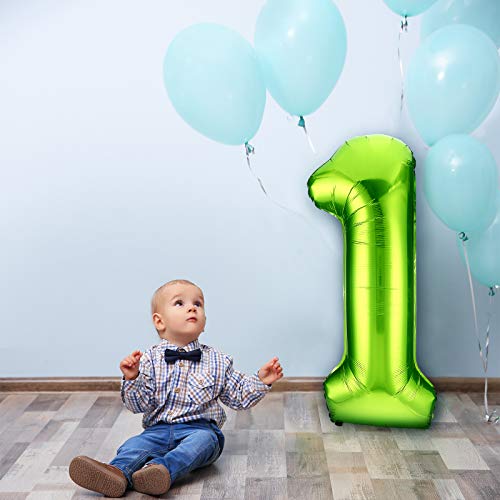 40 Inches Green Number Digital Balloons Large Aluminum Foil Numeral Balloon for Birthday Anniversary Wedding Engagement Bridal Shower Party Photo Props (Green 10)