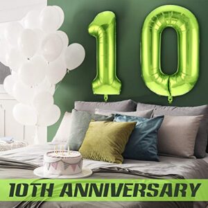 40 Inches Green Number Digital Balloons Large Aluminum Foil Numeral Balloon for Birthday Anniversary Wedding Engagement Bridal Shower Party Photo Props (Green 10)