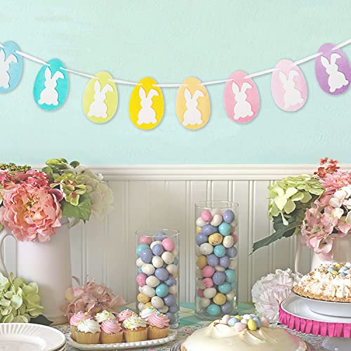 Easter Banner Decoration Happy Easter Garland, Easter Egg Bunny Bunting Flag Farmhouse Banner Spring Themed Party Favors Supplies, CHEFAN Happy Easter Day Home Decor for Mantle Fireplace