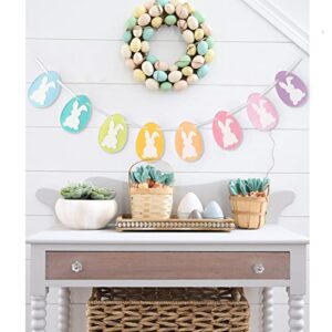 Easter Banner Decoration Happy Easter Garland, Easter Egg Bunny Bunting Flag Farmhouse Banner Spring Themed Party Favors Supplies, CHEFAN Happy Easter Day Home Decor for Mantle Fireplace