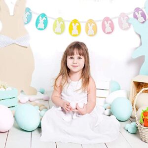 Easter Banner Decoration Happy Easter Garland, Easter Egg Bunny Bunting Flag Farmhouse Banner Spring Themed Party Favors Supplies, CHEFAN Happy Easter Day Home Decor for Mantle Fireplace