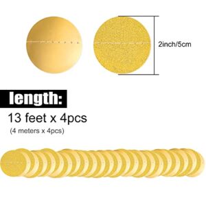 MIAHART 52 Feet Circle Dots Gold Circle Garlands Glitter Gold Decorations Party Garland Hanging Banner Decor for Birthday Baby Shower Wedding Christmas Party