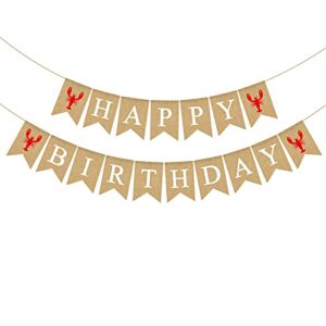 jute burlap crawfish boil happy birthday banner rustic summer lobster photo booth backdrop decoration