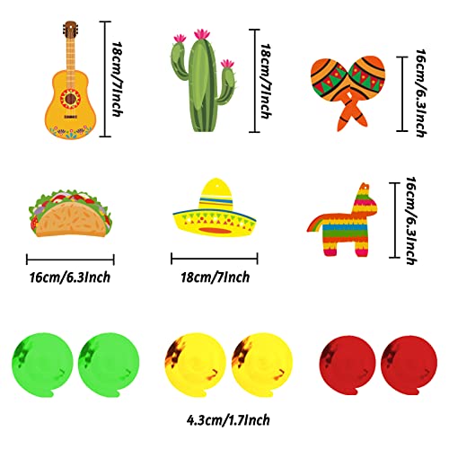 Recosis Fiesta Birthday Decorations, Mexican Themed Happy Birthday Banner Paper Pompoms Mexico Fans Fiesta Decorations Balloons Birthday Party Decorations