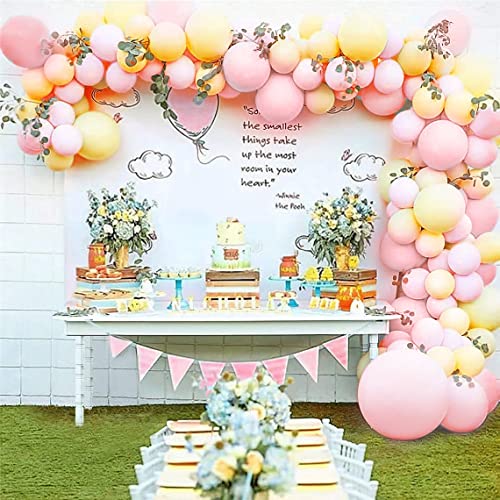 Pastel Balloon Garland Arch Kit Diy Balloon Bouquet Garland Kit Ideal for Baby Shower Wedding Birthday Party Decorations (Yellow and Pink)