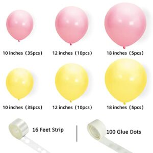 Pastel Balloon Garland Arch Kit Diy Balloon Bouquet Garland Kit Ideal for Baby Shower Wedding Birthday Party Decorations (Yellow and Pink)