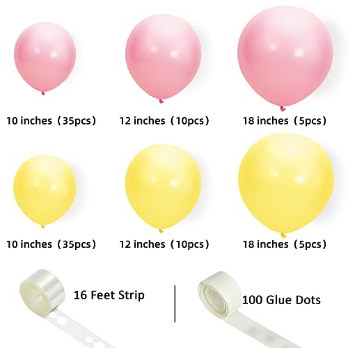 Pastel Balloon Garland Arch Kit Diy Balloon Bouquet Garland Kit Ideal for Baby Shower Wedding Birthday Party Decorations (Yellow and Pink)