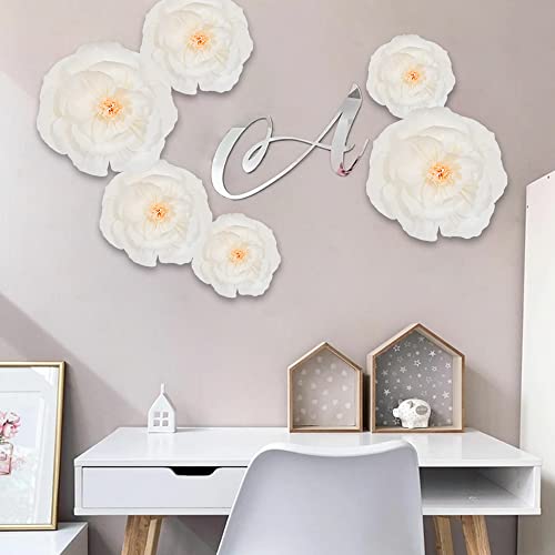 BEISHIDA 6 Pieces Paper Flower Decoration Supplies for Party Decoration, Wedding Decoration, Background Wall, Room Decoration, Bridal Shower, Baby Shower (White)