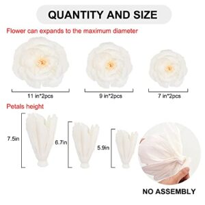 BEISHIDA 6 Pieces Paper Flower Decoration Supplies for Party Decoration, Wedding Decoration, Background Wall, Room Decoration, Bridal Shower, Baby Shower (White)