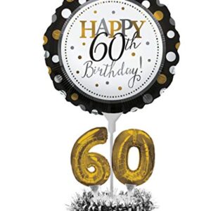 Creative Converting Happy 60th Birthday Balloon Centerpiece Black and Gold for Milestone Birthday - 317308