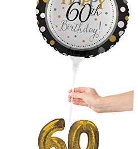 Creative Converting Happy 60th Birthday Balloon Centerpiece Black and Gold for Milestone Birthday - 317308