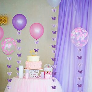 BEISHIDA 5Pcs Purple Lavender Butterfly Paper Garland Hanging Decorative Banner for Halloween Home Ceiling Decor Birthday Party Baby Shower Wedding Showcase Decoration Supplies Total 393 Inch Length