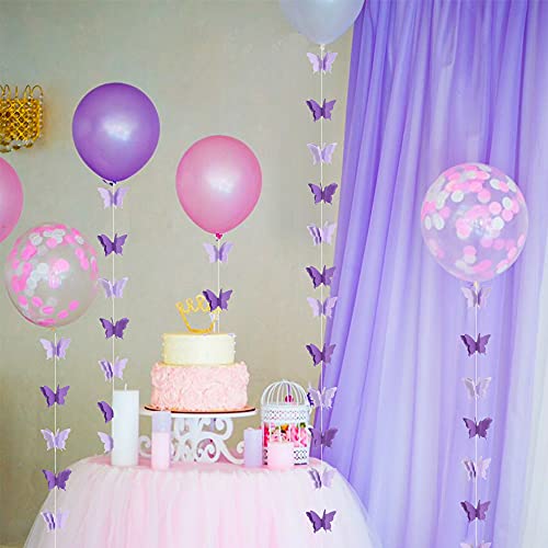 BEISHIDA 5Pcs Purple Lavender Butterfly Paper Garland Hanging Decorative Banner for Halloween Home Ceiling Decor Birthday Party Baby Shower Wedding Showcase Decoration Supplies Total 393 Inch Length