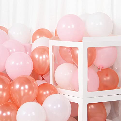 Pink White Rose-gold Small Balloons - 5 Inch 60pcs Round Latex Balloon Gender Reveal Birthday Graduation Wedding Engagement Baby Bridal Shower Party Decorations Lasting Surprise