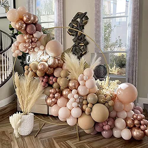 Holipardy 146pcs Balloon Arch Garland Kit Double-Stuffed Dusty Pink Cream Peach Chrome Rose Gold Balloons for Baby Shower,Engagement,Kids Adult Birthdays Weddings Receptions Decoration