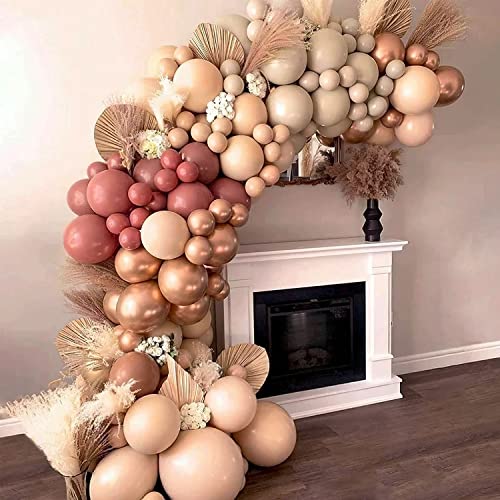 Holipardy 146pcs Balloon Arch Garland Kit Double-Stuffed Dusty Pink Cream Peach Chrome Rose Gold Balloons for Baby Shower,Engagement,Kids Adult Birthdays Weddings Receptions Decoration