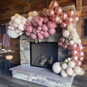 Holipardy 146pcs Balloon Arch Garland Kit Double-Stuffed Dusty Pink Cream Peach Chrome Rose Gold Balloons for Baby Shower,Engagement,Kids Adult Birthdays Weddings Receptions Decoration