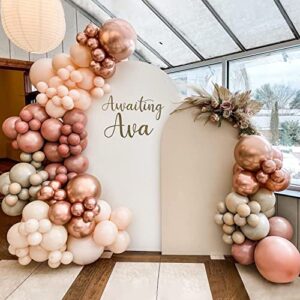 Holipardy 146pcs Balloon Arch Garland Kit Double-Stuffed Dusty Pink Cream Peach Chrome Rose Gold Balloons for Baby Shower,Engagement,Kids Adult Birthdays Weddings Receptions Decoration