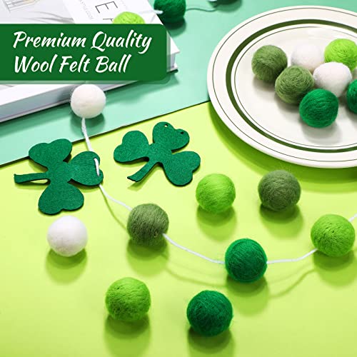 3 Pieces St. Patrick's Day Felt Balls Garland with Lucky Shamrock Garland Banner St Patrick Garland St. Patrick's Day Decorations for Irish Wall Hanging Decorations