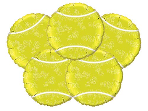 Set of 5 Tennis Ball Sport 18" Foil Party Balloons