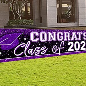 Large Class of 2023 Banner Purple Congrats Grad Banner Backdrop Graduation 2023 Yard Sign for Graduation Party Supplies Graduation Decorations 2023 (Purple)