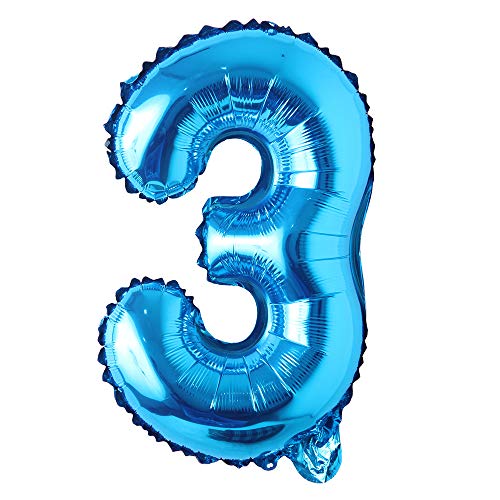 16" inch Single Blue Alphabet Letter number Balloons Aluminum Hanging Foil Film Balloon Wedding Birthday party decoration banner Air Mylar Balloons (16 inch Pure Blue 3)