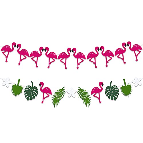 Felt Flamingo Garland for Flamingo Decorations - 2 String, No DIY | Flamingo Party Decorations | Tropical Party Decorations, Flamingo Banner | Flamingo Birthday Decorations | Flamingo Party Supplies