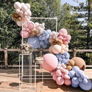 Pink Blue Balloon Garland Double Stuffed Pastel Pink Dusty Blue Brown Balloon Arch Kit Blush Ivory Latex Balloons for Gender Reveal Baby Shower Wedding Birthday Party Decoration