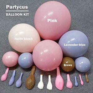 Pink Blue Balloon Garland Double Stuffed Pastel Pink Dusty Blue Brown Balloon Arch Kit Blush Ivory Latex Balloons for Gender Reveal Baby Shower Wedding Birthday Party Decoration