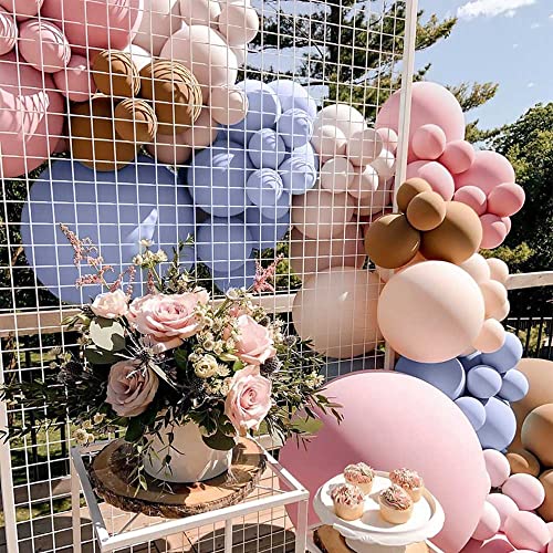 Pink Blue Balloon Garland Double Stuffed Pastel Pink Dusty Blue Brown Balloon Arch Kit Blush Ivory Latex Balloons for Gender Reveal Baby Shower Wedding Birthday Party Decoration