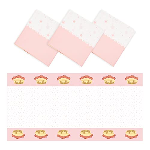 3 Pack Pancake Tablecloth, Pink Table Covers for Brunch and Pajamas Party Decorations (54 x 108 inch)