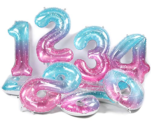 34 Inch Rainbow 6 Number Balloons Mylar Foil Helium Digital Balloons Wedding Bachelorette Anniversary Baby Shower 6st Birthday Outer Space Jelly Theme Party Decor Supplies