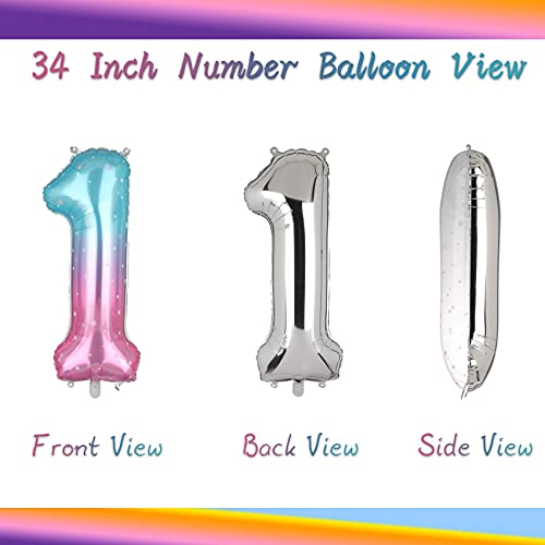 34 Inch Rainbow 6 Number Balloons Mylar Foil Helium Digital Balloons Wedding Bachelorette Anniversary Baby Shower 6st Birthday Outer Space Jelly Theme Party Decor Supplies