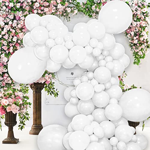 117Pcs White Balloons Different Sizes, 5 12 18 Inch White Balloon Garland Kit Thickened Latex, White Balloon Arch Kit for Kid's Birthday Wedding Party Supplies.