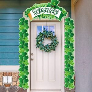 set of 3 st. patrick’s day door border irish door decorations st patrick’s day welcome sign shamrock outdoor door banner for st. patrick’s day home classroom office party wall door office decorations