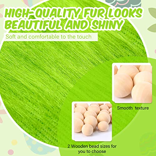 15 Pcs Gnome Beards for Crafting Easter Day Faux Fur Fabric Precut Gnomes Beards Handmade 30 Pieces Wood Balls for Halloween Christmas Valentine's Day Independence Day (Yellow, Pink, Green, White)