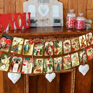 valentine’s day decorations vintage valentine’s day banner 20 pcs valentine’s day love’s greeting banner wall fireplace decoration for valentines day anniversary wedding party supplies decorations