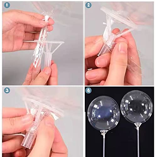 Balloon Sticks 10 Pcs 27.5 Inch Length Plastic Balloon Holder With Connector For Led Transparent Balloons Clear Bobo Balloon