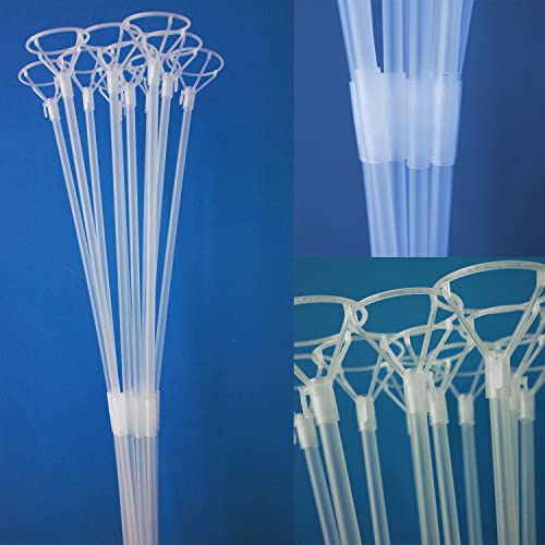 Balloon Sticks 10 Pcs 27.5 Inch Length Plastic Balloon Holder With Connector For Led Transparent Balloons Clear Bobo Balloon