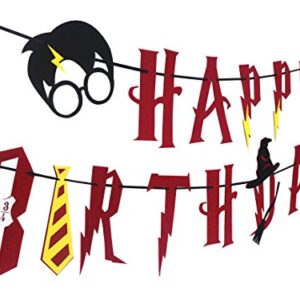 JAGGER M 2 Upgraded Harry Potter Supplies – Happy Birthday Banner Felt Garland Party Decoration, Red, ,