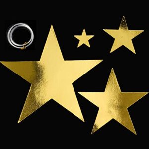 gold cardboard stars star cutouts hanging glitter foil star metallic star cutouts (6cm/ 12cm/ 20cm/ 30cm) and 50m nylon beading fishing line gold star decorations (gold, 24 pcs)