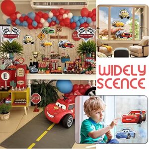 Lnkdeya Cars Lightning McQueen Porch Sign Cutouts Room Wall Door Decor Race Car Birthday Party Garden Outdoor Indoor Decorations Hanging Cards