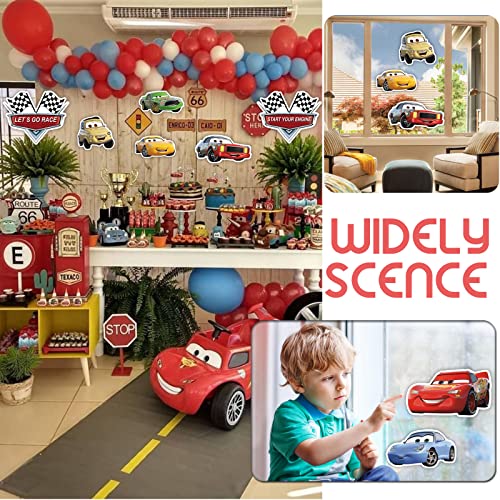 Lnkdeya Cars Lightning McQueen Porch Sign Cutouts Room Wall Door Decor Race Car Birthday Party Garden Outdoor Indoor Decorations Hanging Cards