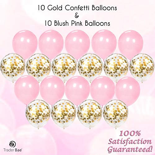 Tea Party Decorations Kit | "Lets Par Tea!" Banner | Tea Party Photobooth Props | Gold, Pink, White Tassels | 10 Gold Confetti Balloons 10 Light Pink Balloons