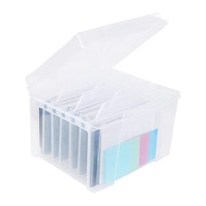 craftybook all occasion card storage box – clear plastic organizer assorted card box with 6 adjustable dividers