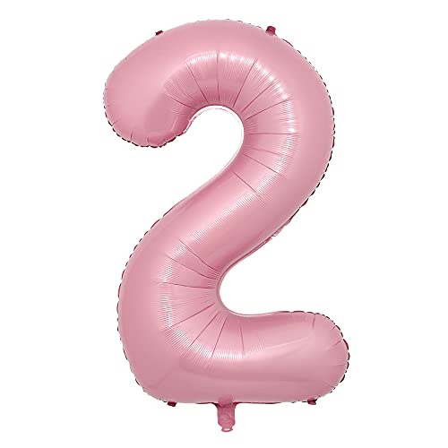 40 Inch Giant Pink Numbers Digit 0-9 Baby Shower Birthday Party Decorations Supplies Helium Foil Mylar Number Balloon Banner (40 inch Pink 2)